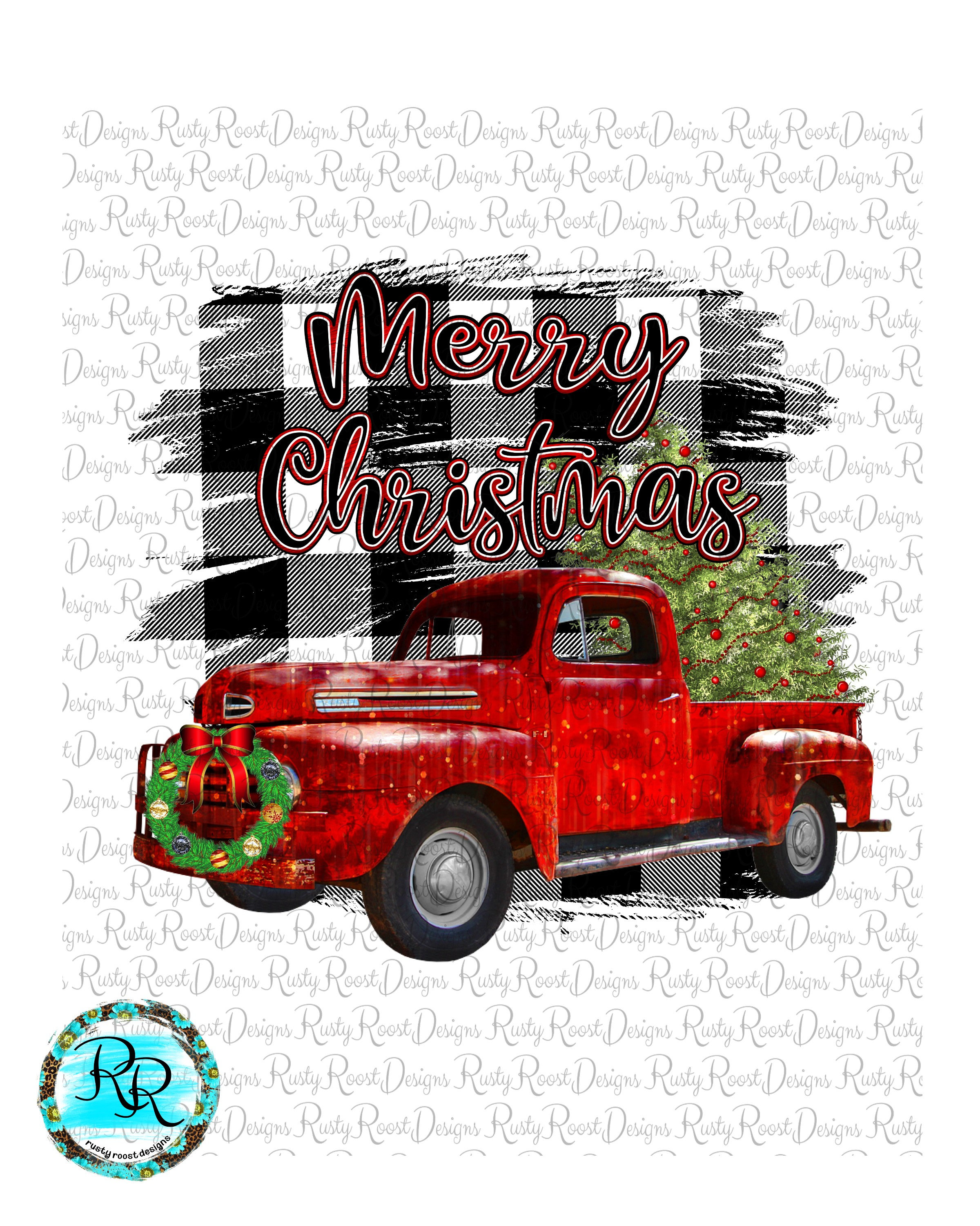 Christmas Truck, Christmas Sublimation Designs Downloads, Red Christmas ...
