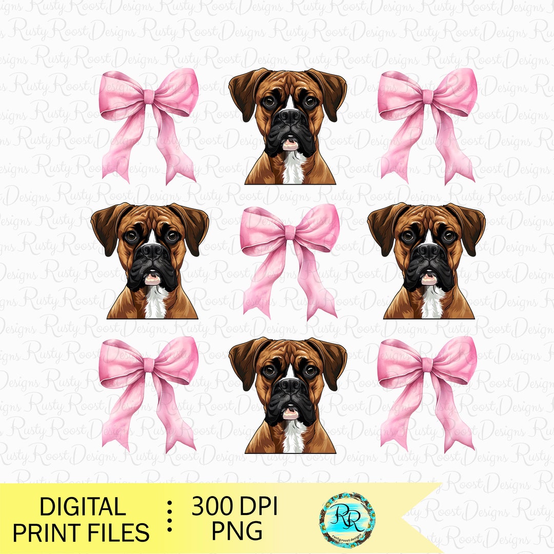 Boxer PNG, Coquette Dog, Dog Sublimation Designs, Dog Lover, Coquette ...