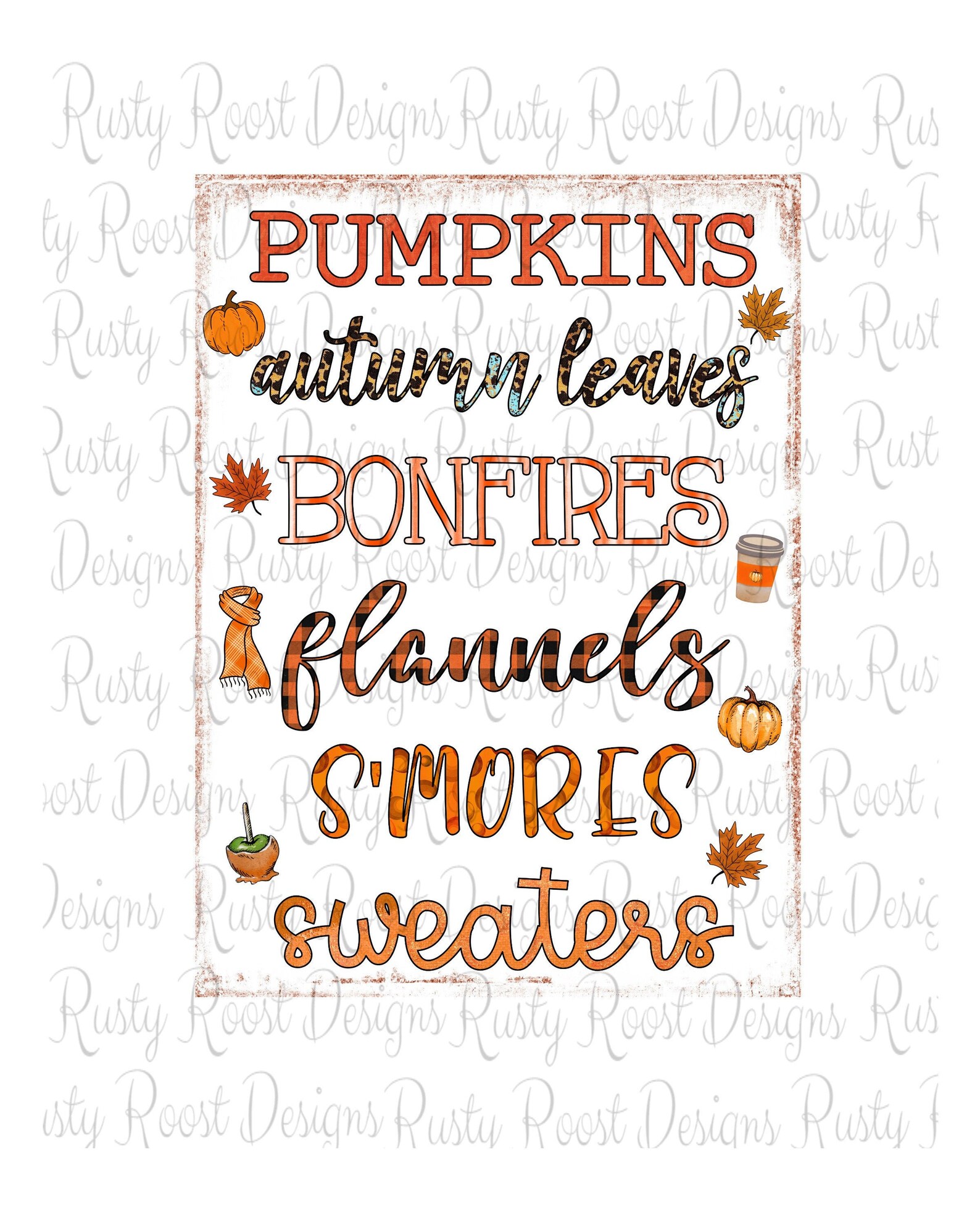Fall Word Art Png Sublimation Designs Downloads Pumpkins - Etsy