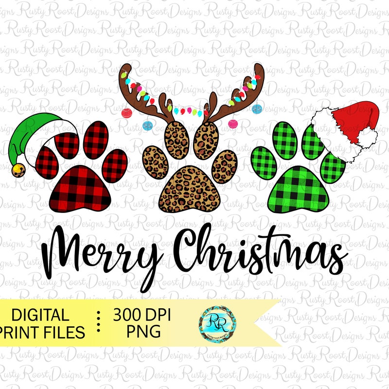 Christmas Paw Print - Etsy