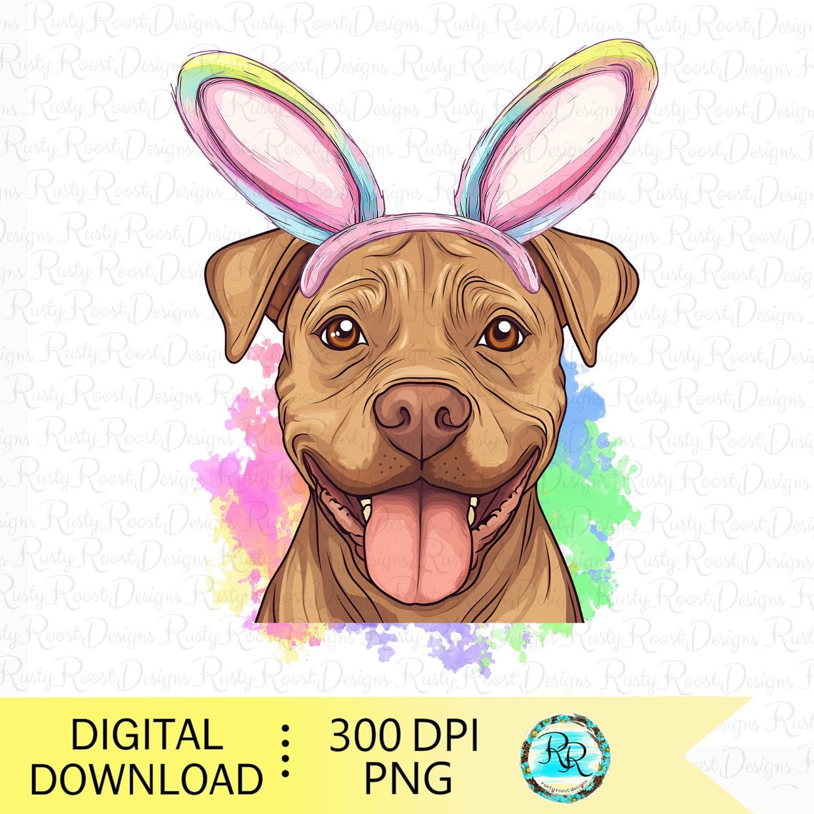 Easter Pitbull Png, Dog With Bunny Ears, Easter Sublimation Designs ...