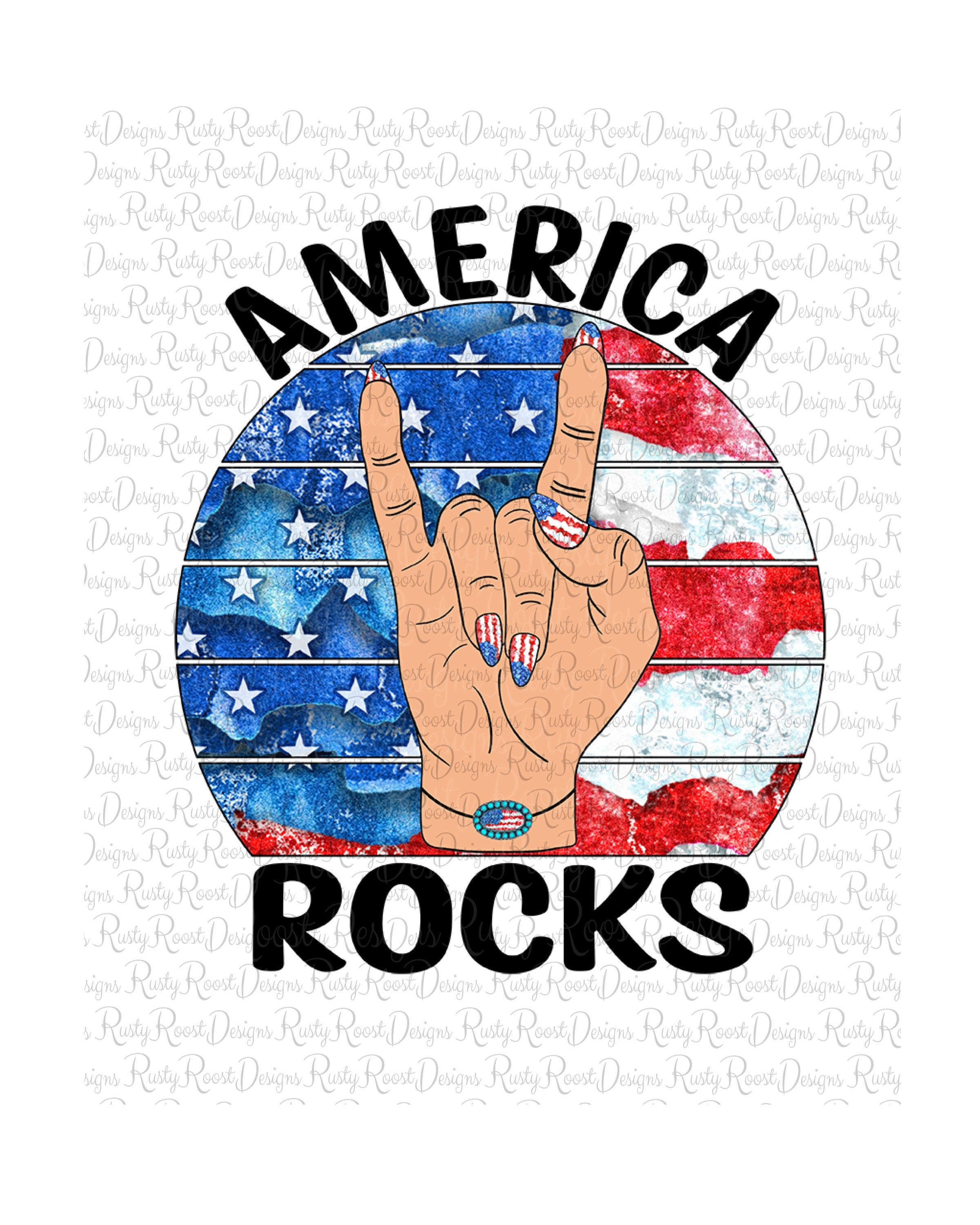 America Rocks Png, 4th of July Sublimation Designs Downloads, Digital ...