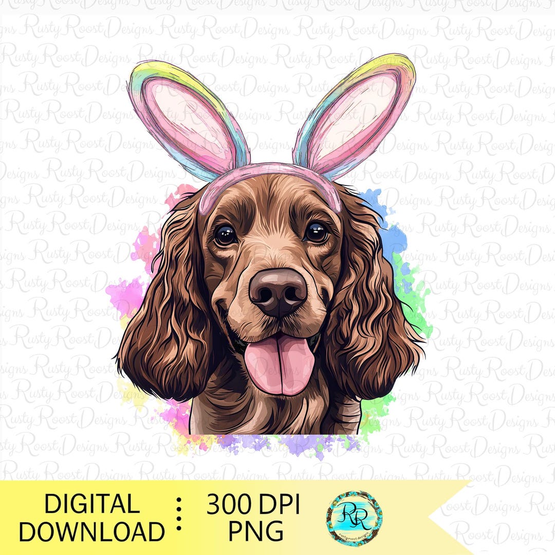 Easter Cocker Spaniel Png, Dog With Bunny Ears, Easter Sublimation ...