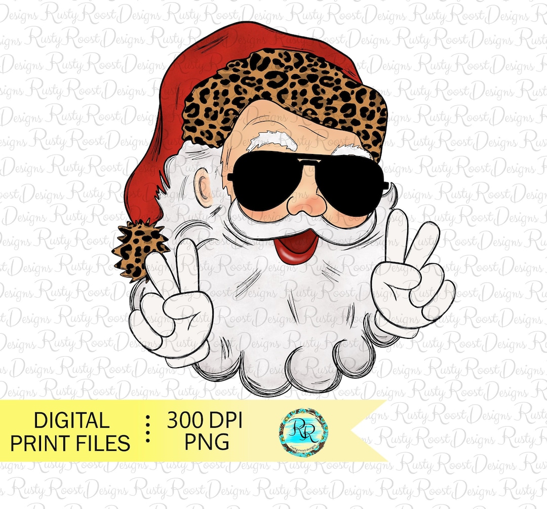 Santa Peace Sign PNG, Christmas Sublimation Designs, Santa Sunglasses ...
