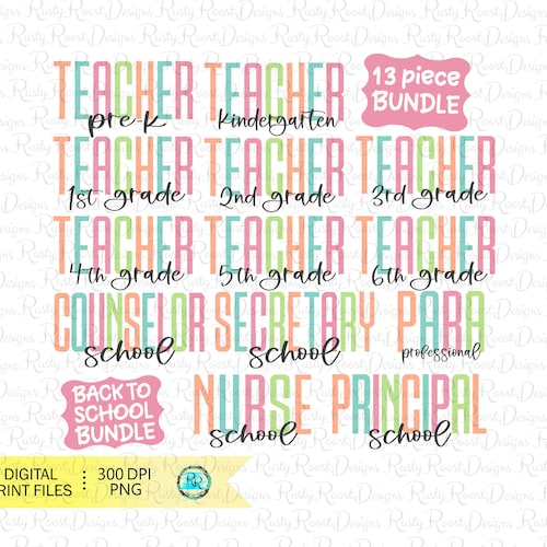 School PNG Bundle Teacher PNG Designs Back to School - Etsy
