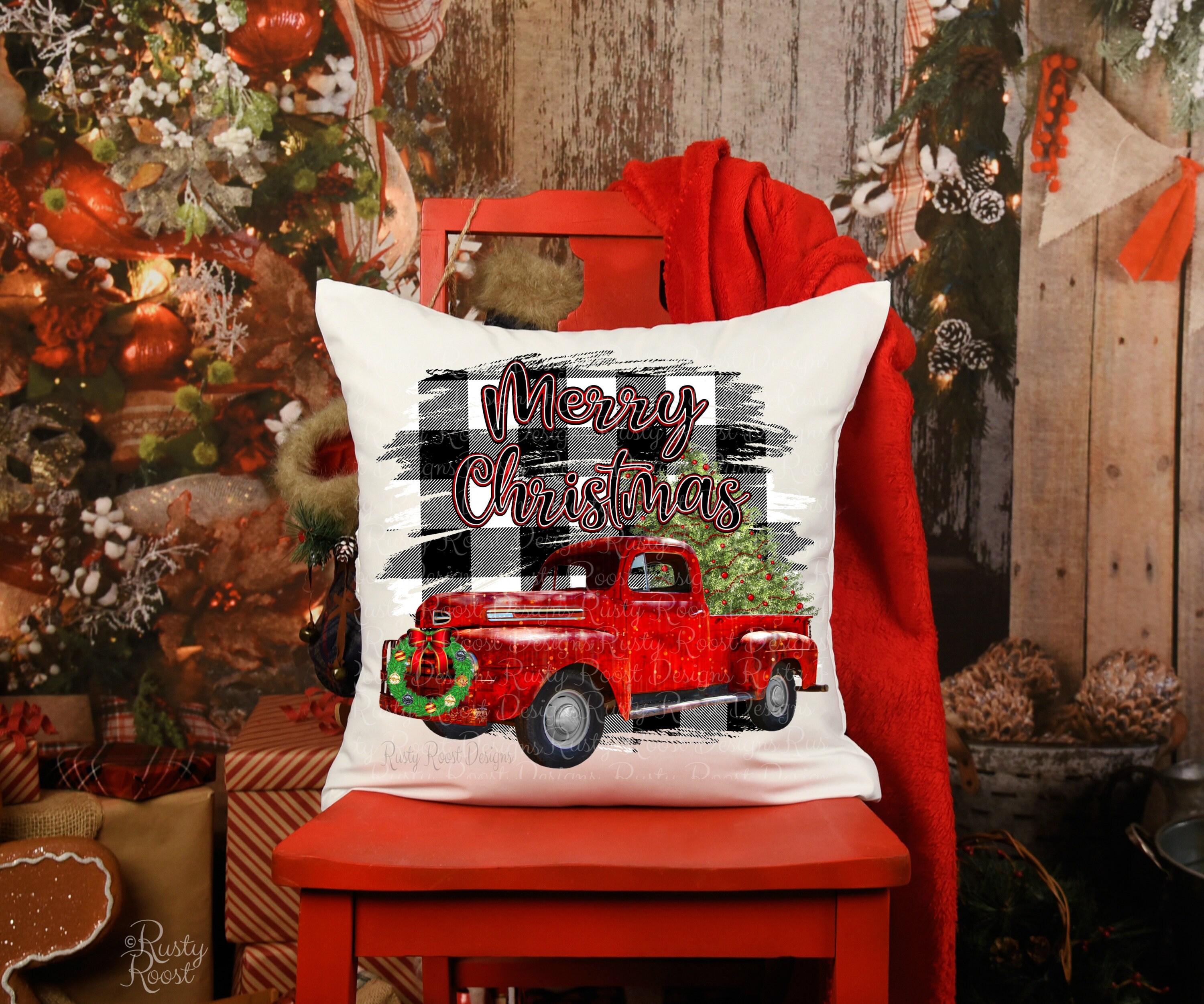 Christmas Truck, Christmas Sublimation Designs Downloads, Red Christmas ...
