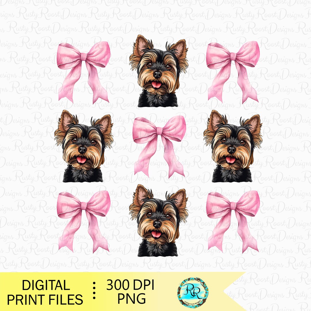 Yorkie PNG, Coquette Dog, Dog Lover, Yorkie Mom Png, Coquette Shirt ...