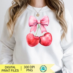 Coquette Valentines PNG, Valentines Day Sublimation Design, Cherries ...