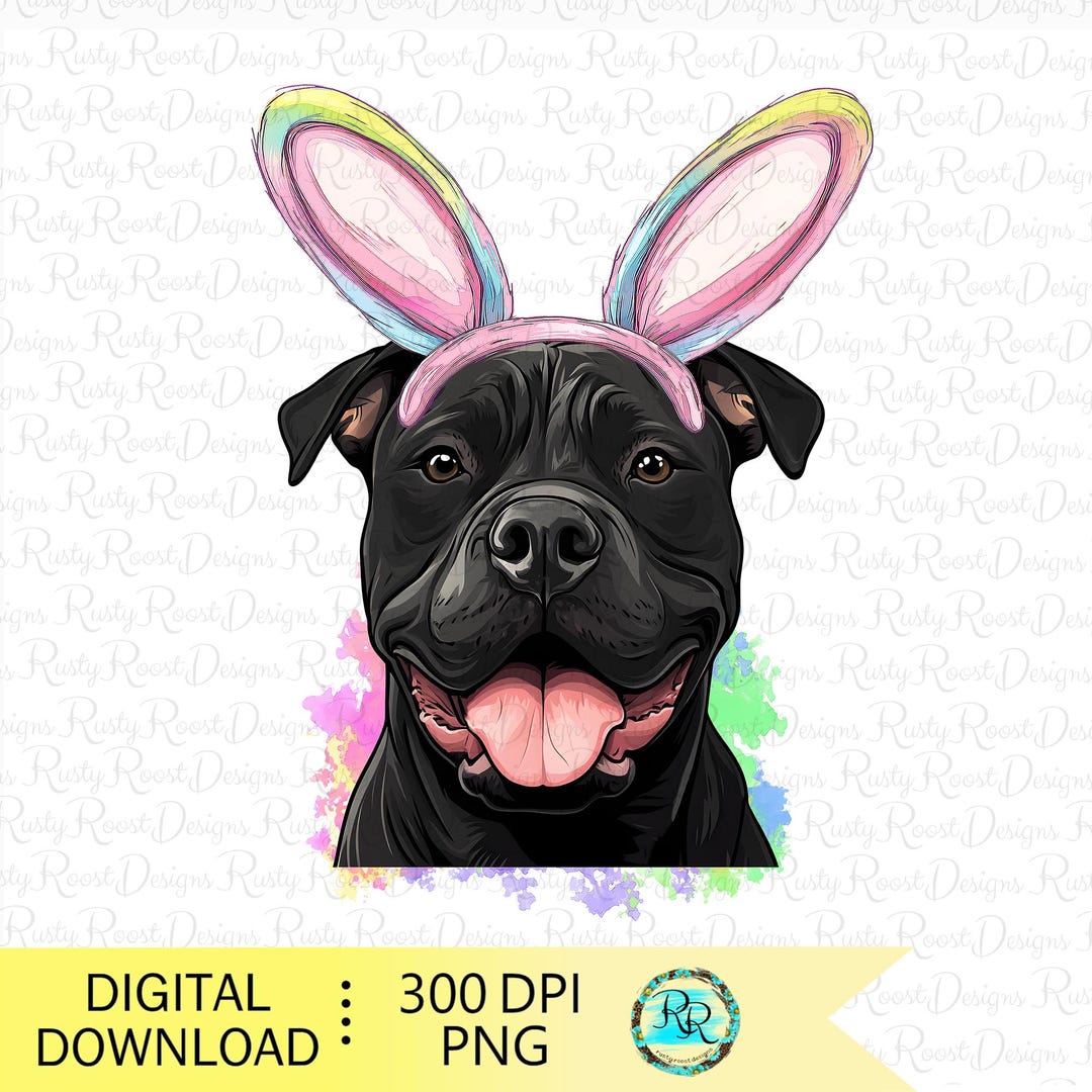 Easter Pitbull Png, Dog With Bunny Ears, Easter Sublimation Designs ...