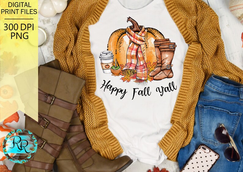 Happy Fall Y'all Png Fall Sublimation Designs Downloads - Etsy