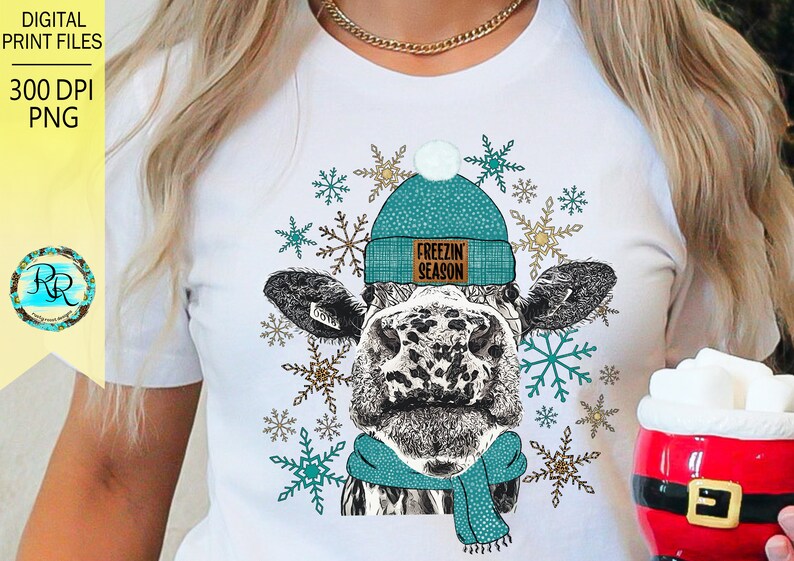 Freezin Season PNG, Cow Sublimation Designs, Freezing Png, Winter Shirt ...