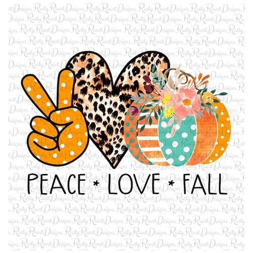 Peace Love Fall Pumpkin Svg Png Sublimation Digital - Etsy