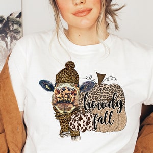 Howdy Fall Cow Png, Fall Sublimation Designs Downloads, Cowhide ...