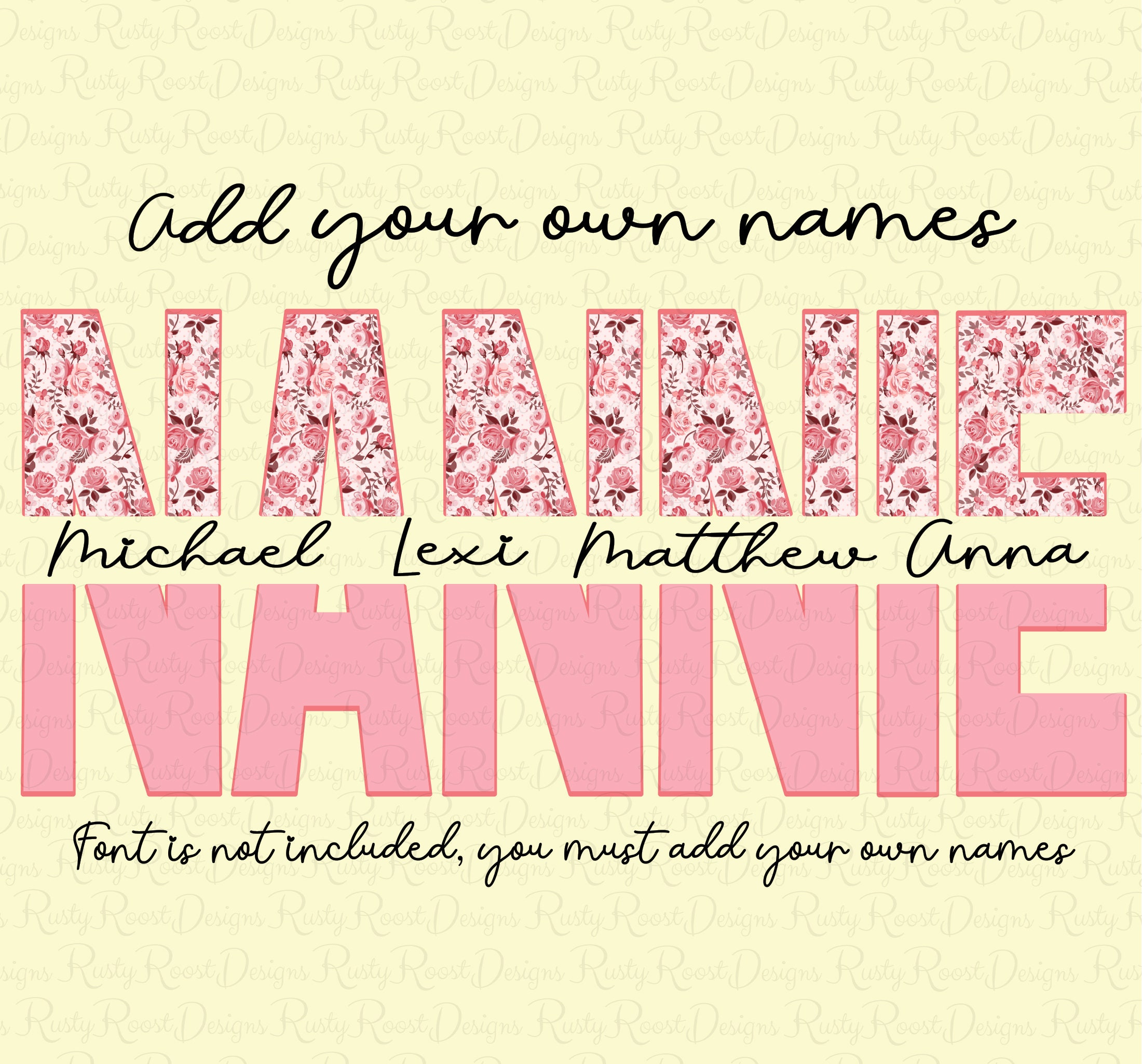 Nannnie Split Png Nana Sublimation Designs Downloads Nannie - Etsy