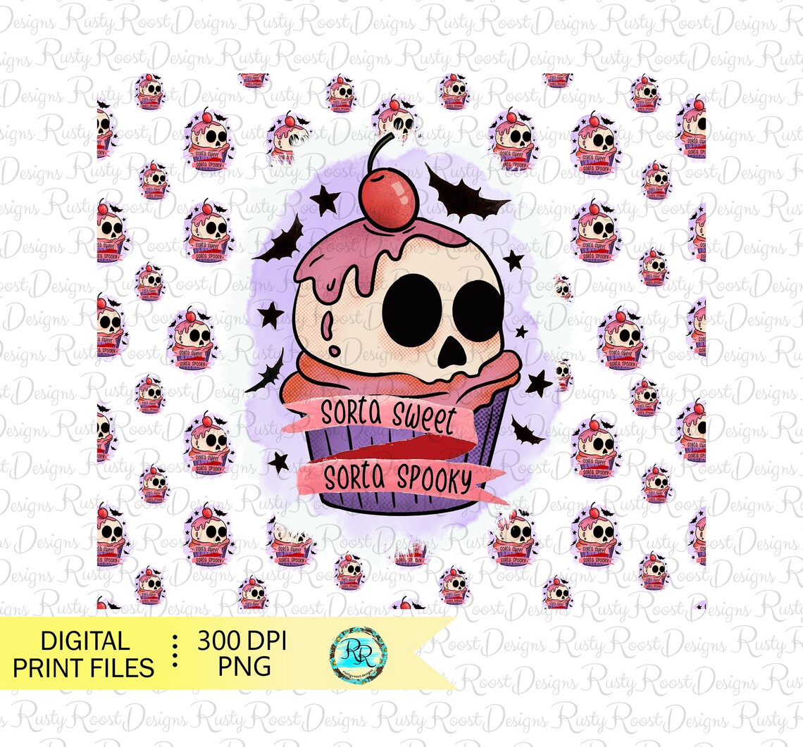 Sorta Sweet Sorta Spooky Seamless Tumbler Wrap Halloween - Etsy