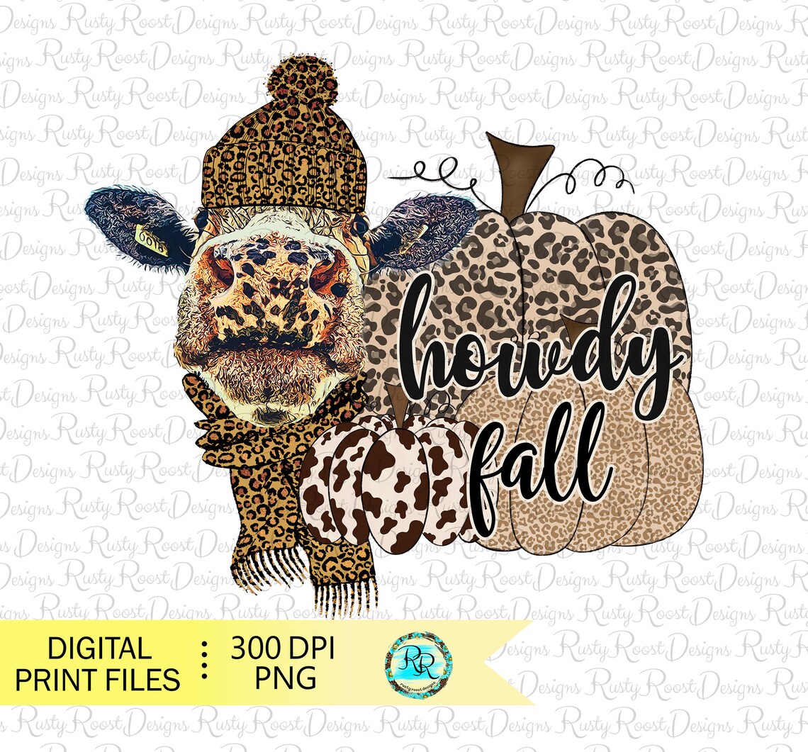 Howdy Fall Cow Png Fall Sublimation Designs Downloads - Etsy