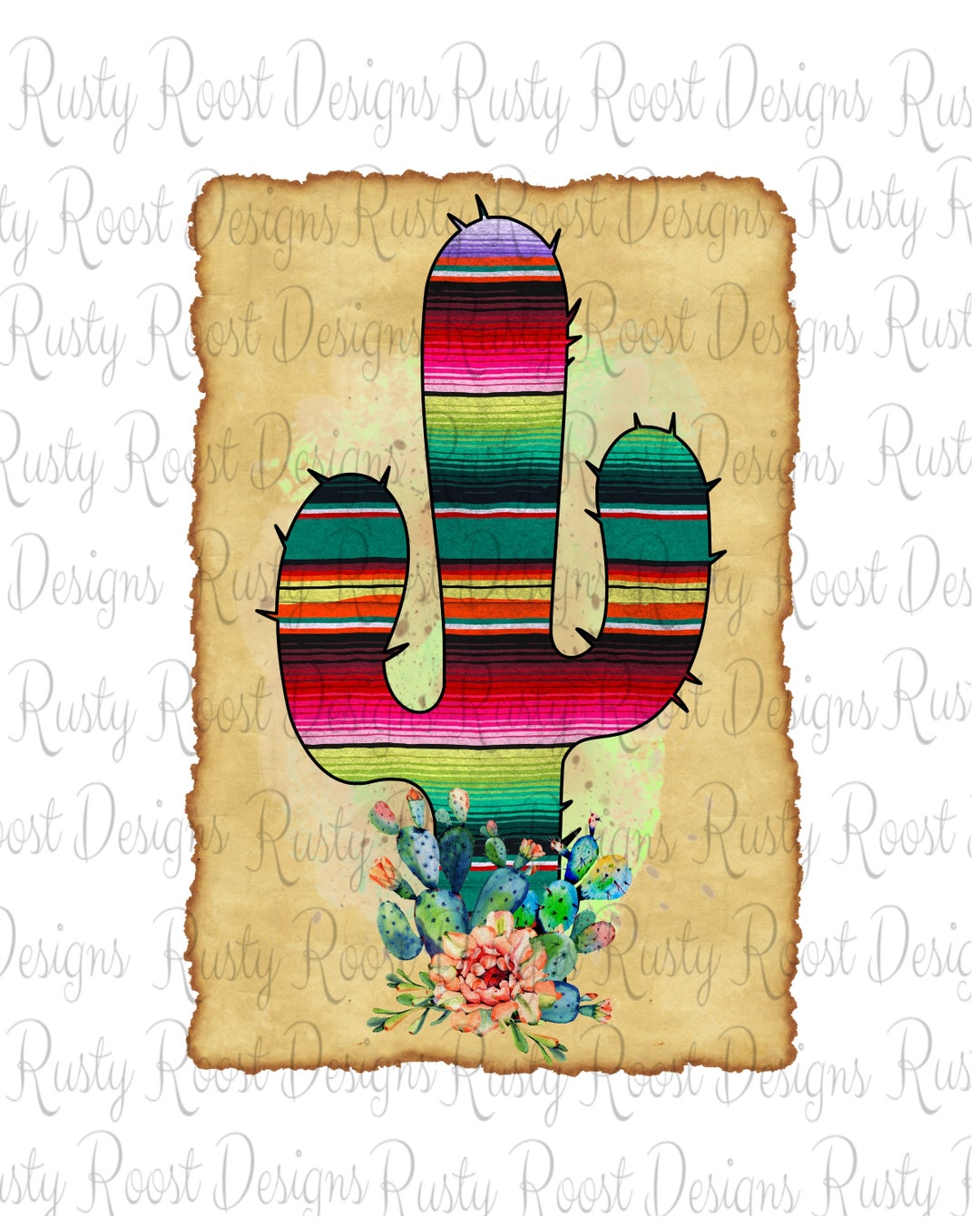 Serape Cactus Png,sublimation Design Download,watercolor Cactus,digital ...