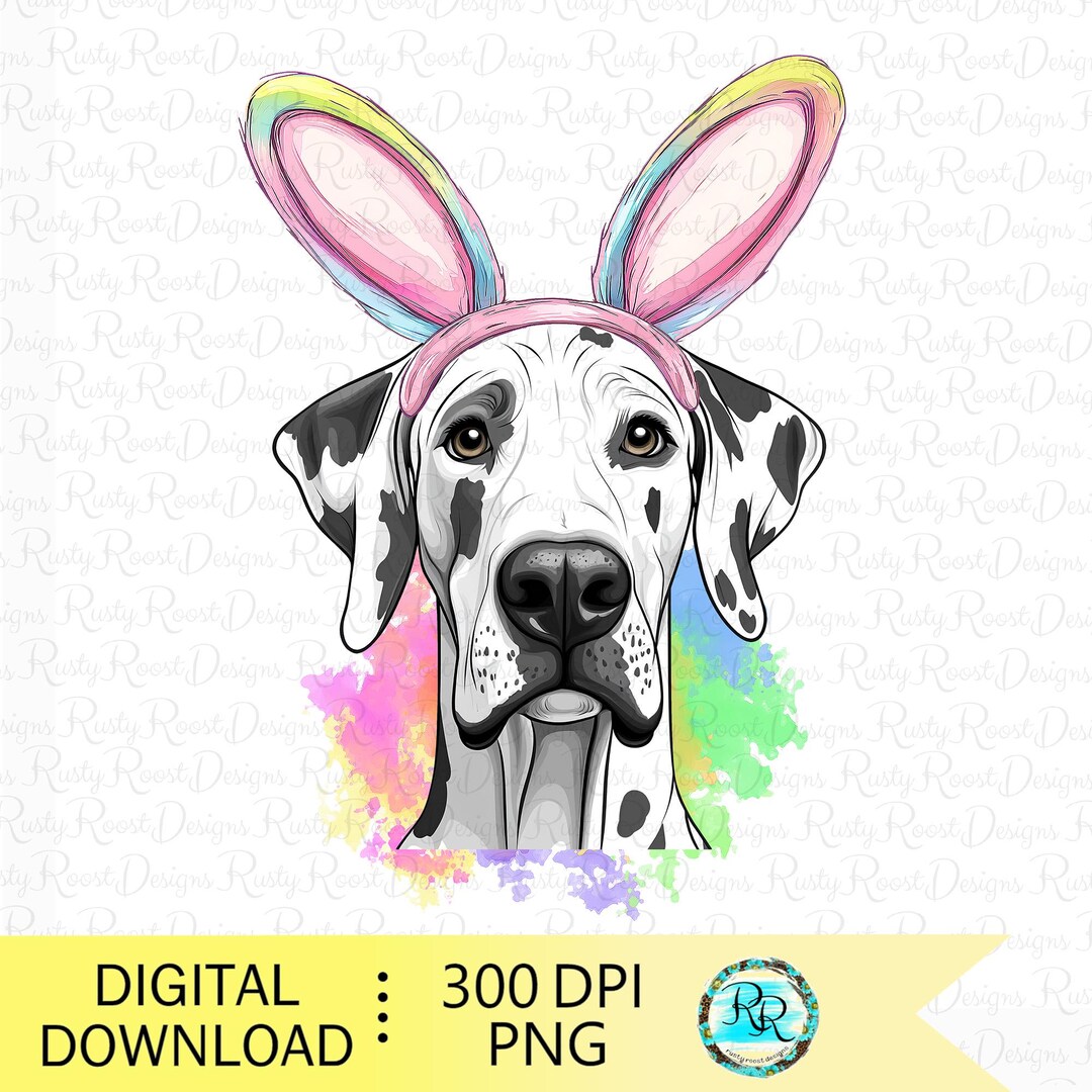 Great Dane Png, Dog With Bunny Ears Png, Easter Sublimation Designs ...