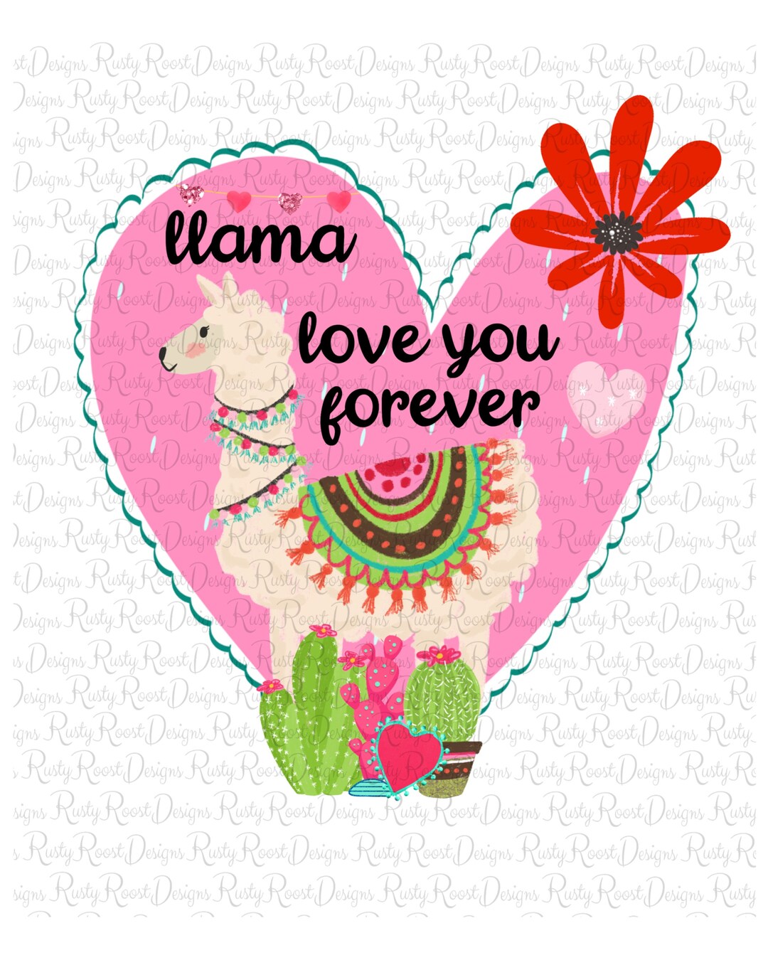 Llama Love You Forever Png, Valentine Sublimation Designs Downloads ...