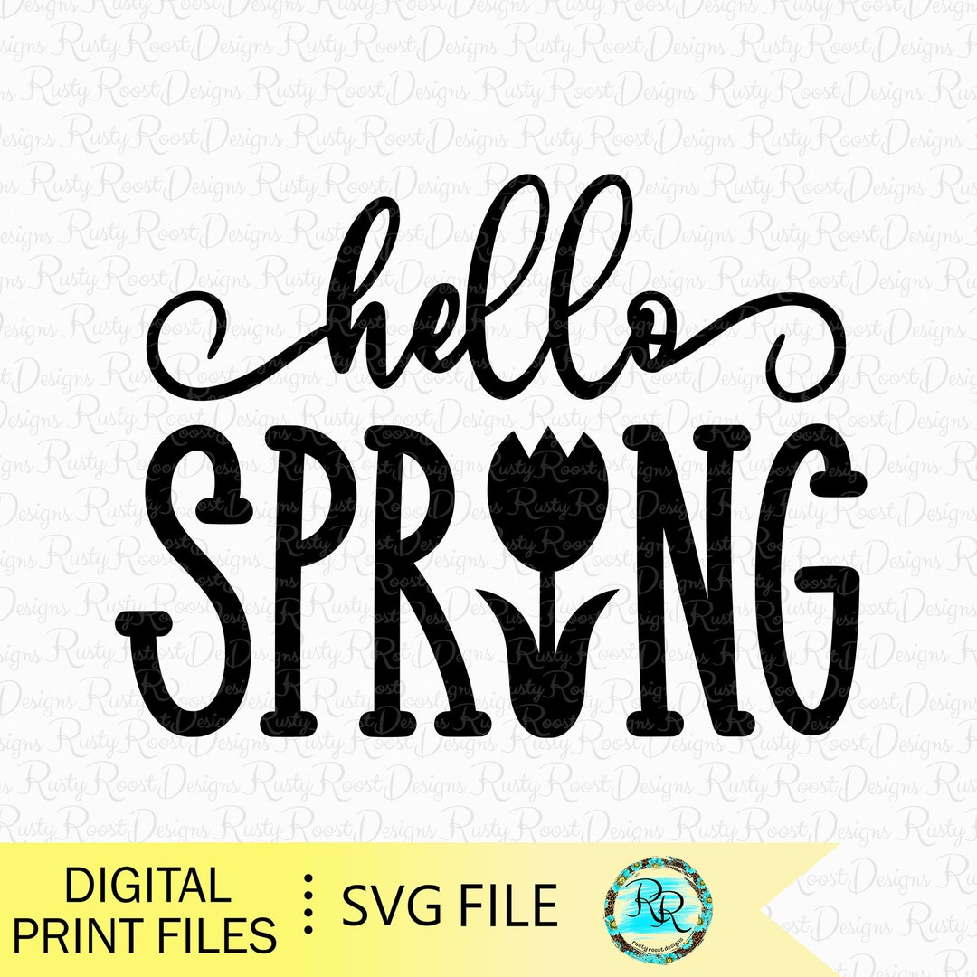 Hello Spring SVG, Spring Door Sign SVG, Cutting File, Wood Sign SVG ...