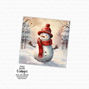 Vintage Snowman, Snowman Digital Paper, Scrapbook Digital Paper ...