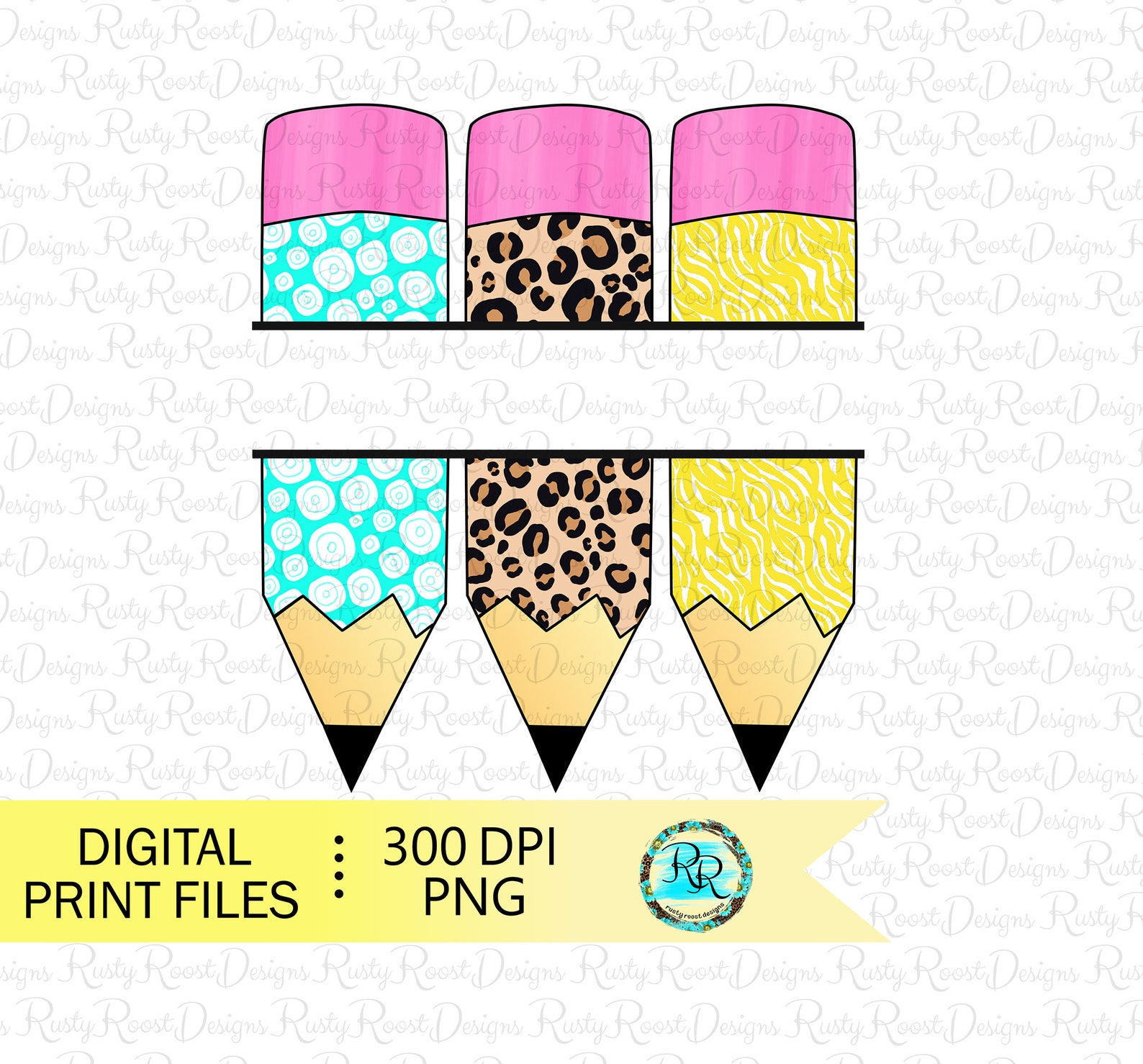 Split Pencils PNG School Sublimation Designs Downloads - Etsy