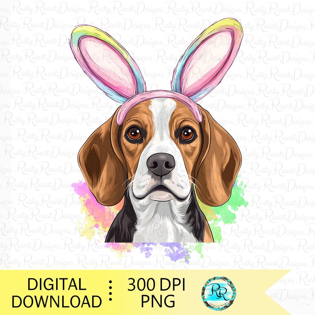 Easter Beagle Png, Beagle With Bunny Ears Png, Easter Sublimation ...