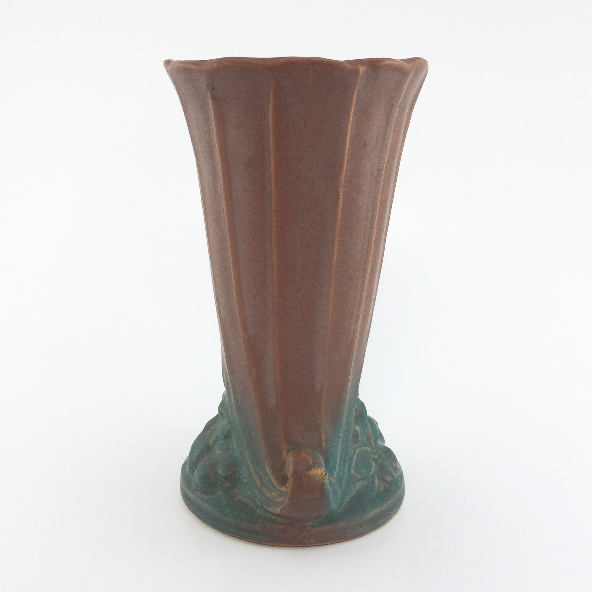 1930's Mccoy Brown/green Cornucopia Vase - Etsy