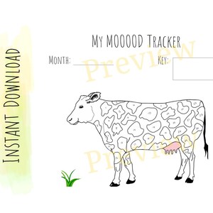 Printable Cow Mood Tracker / Moooed Tracker / Progress Tracker / Bullet ...