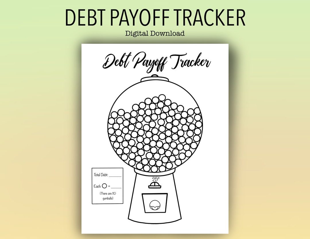 Printable Debt Payoff Tracker / Gumball Machine / Budget / Instant ...