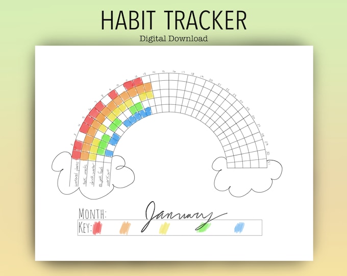 Printable Rainbow Habit Tracker / Progress Tracker / Bullet - Etsy