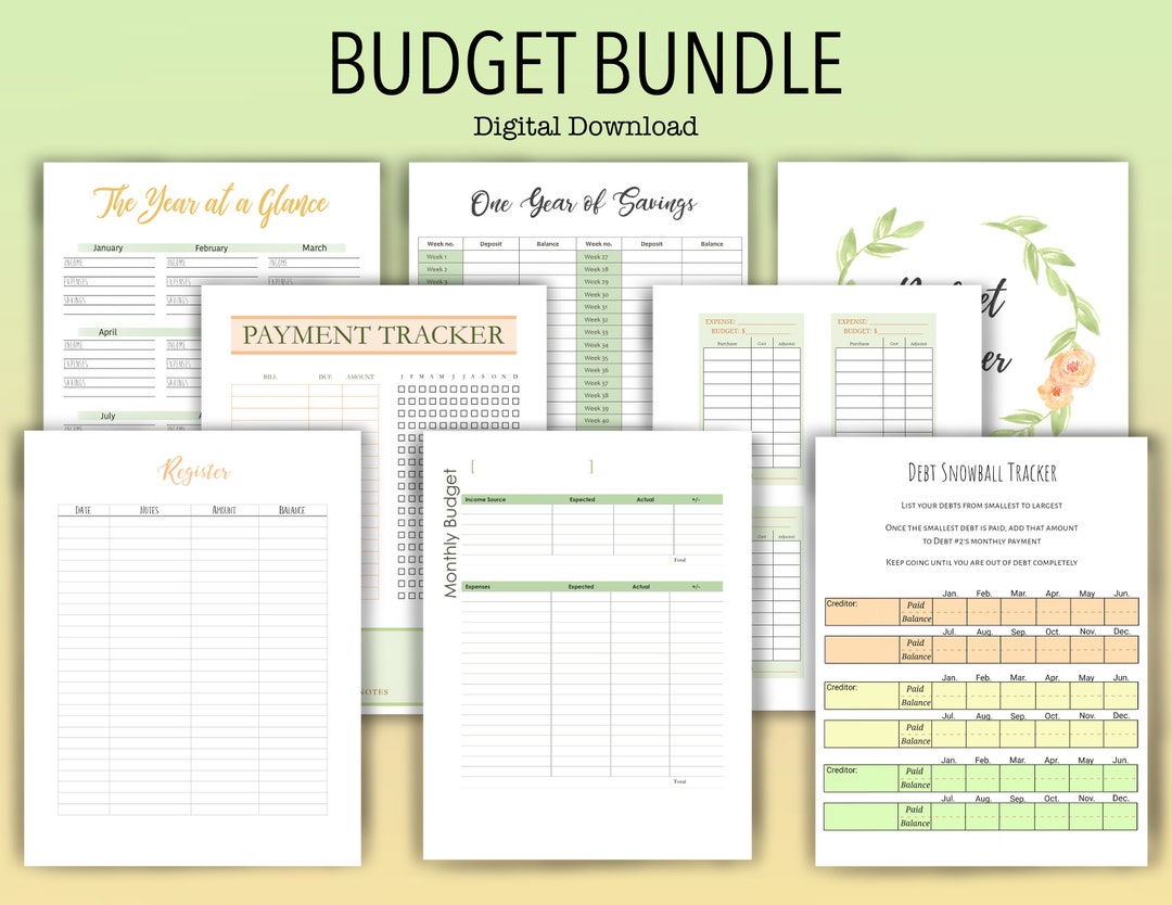 Printable Finance Bundle / Monthly Budget Planner / Instant Download - Etsy