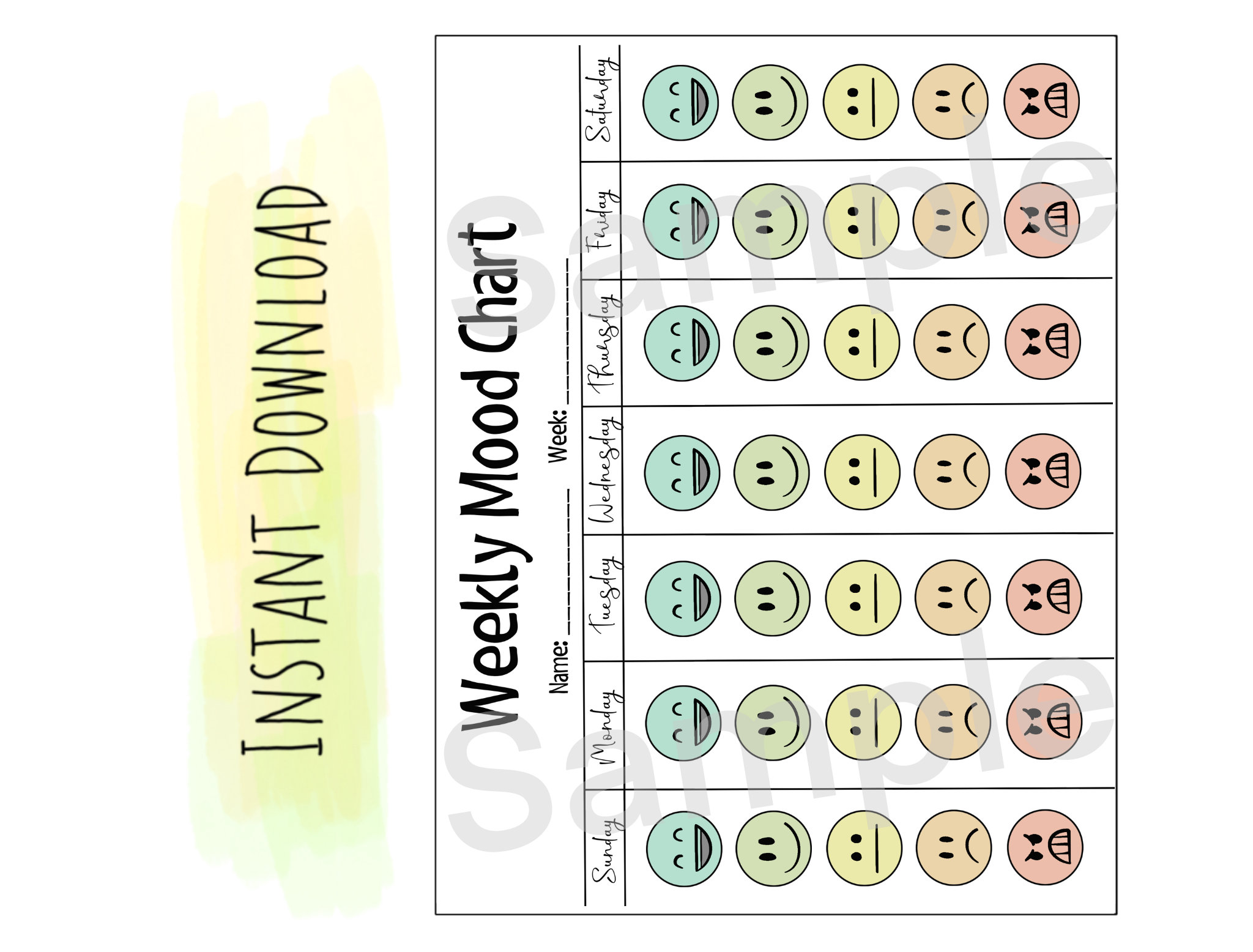 Kids Printable Mood Tracker / Easy Emotions Mood Chart / Digital ...
