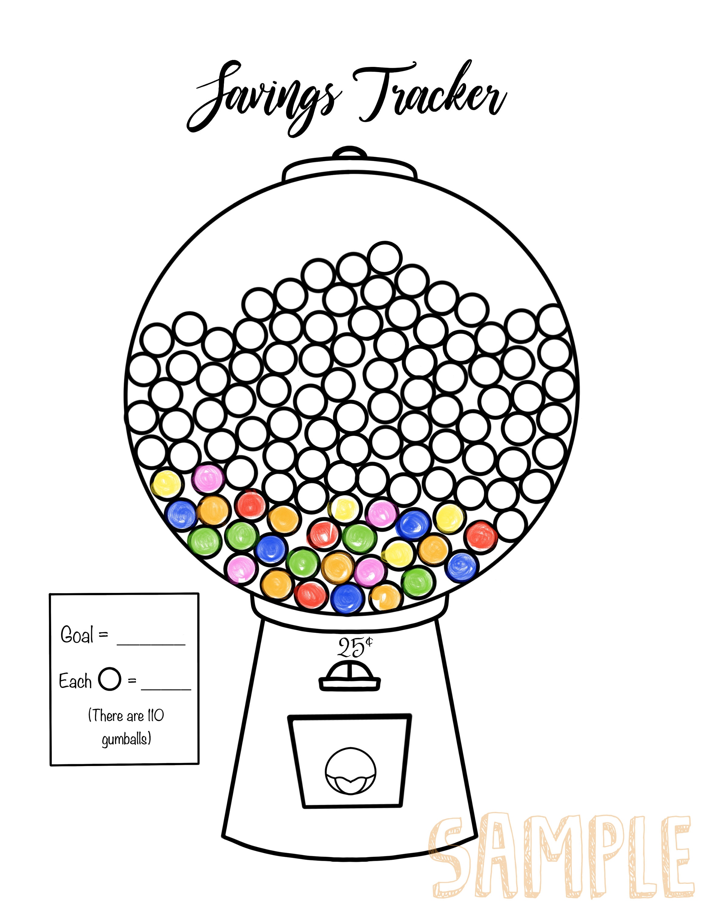 Printable Savings Tracker / Gumball Machine / Budget / Instant - Etsy
