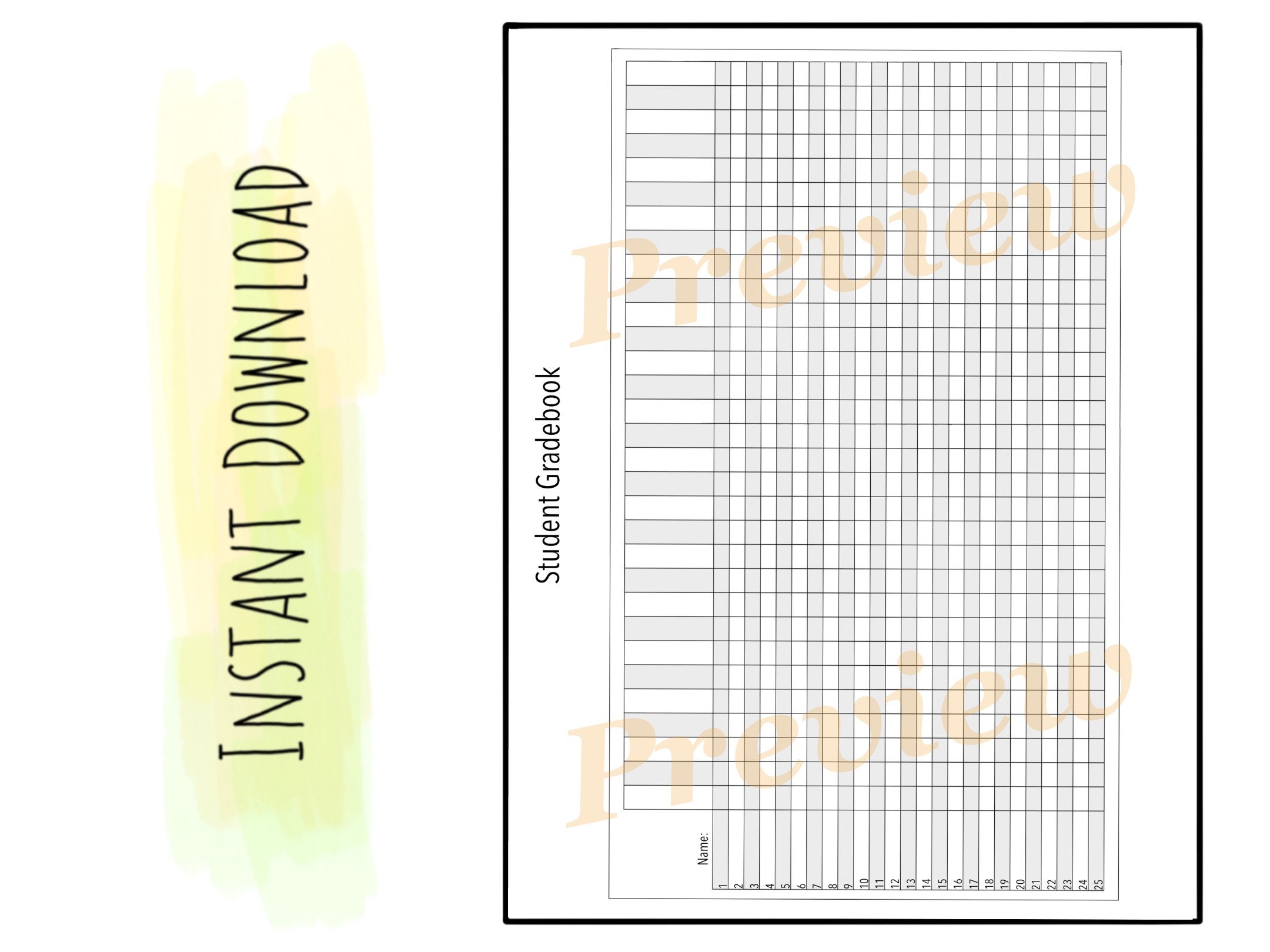 Printable Teacher’s Gradebook / Student Grade Tracker / - Etsy