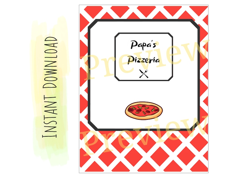 Kids Printable Restaurant Pizza Menu/ Pizzeria / Pretend Play - Etsy