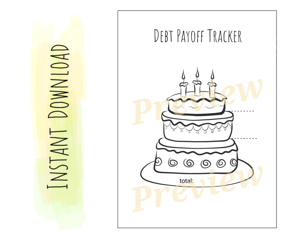 Printable Debt Payoff Tracker / Cake / Budget / Instant Download - Etsy
