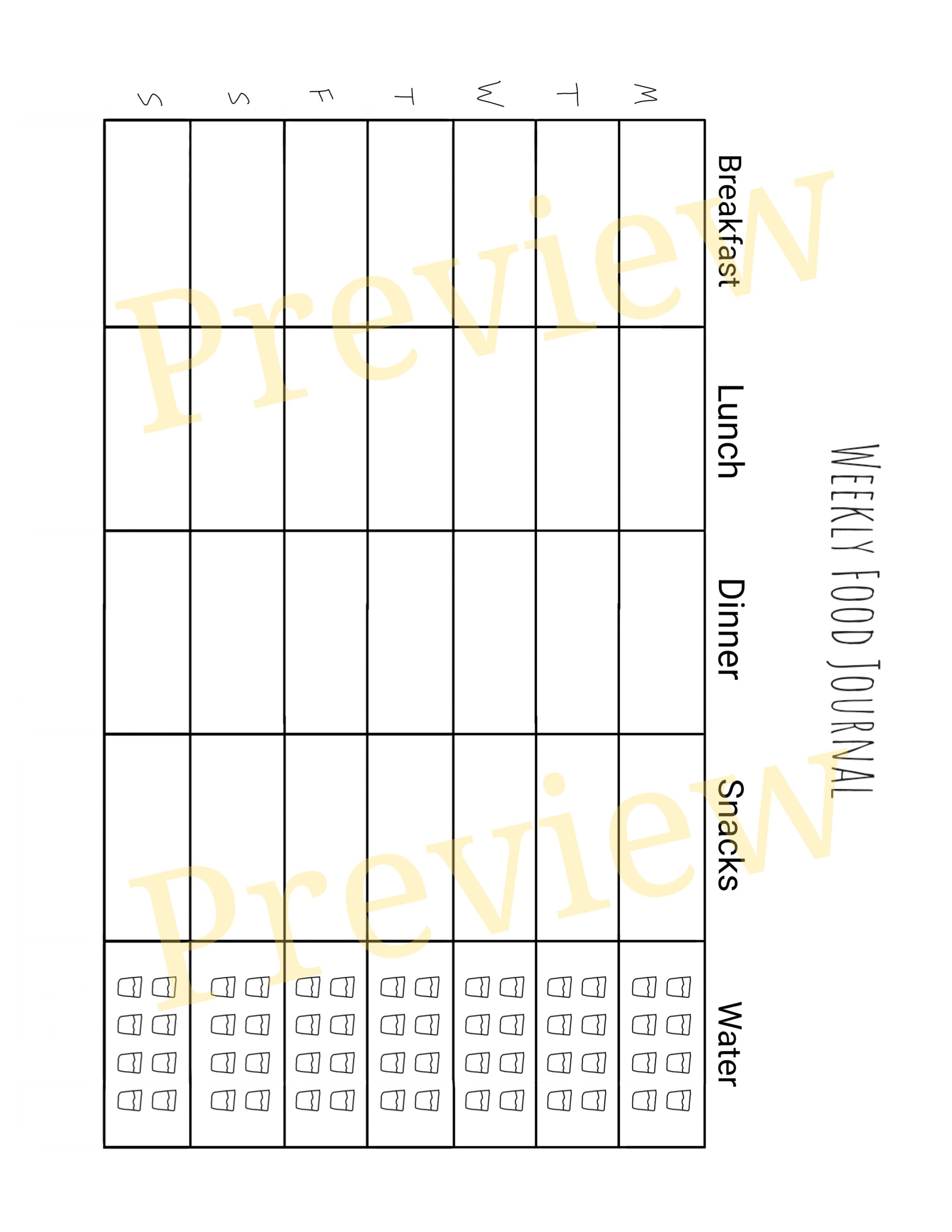 Printable Weekly Food Log / Meal Journal / Weight Tracker - Etsy