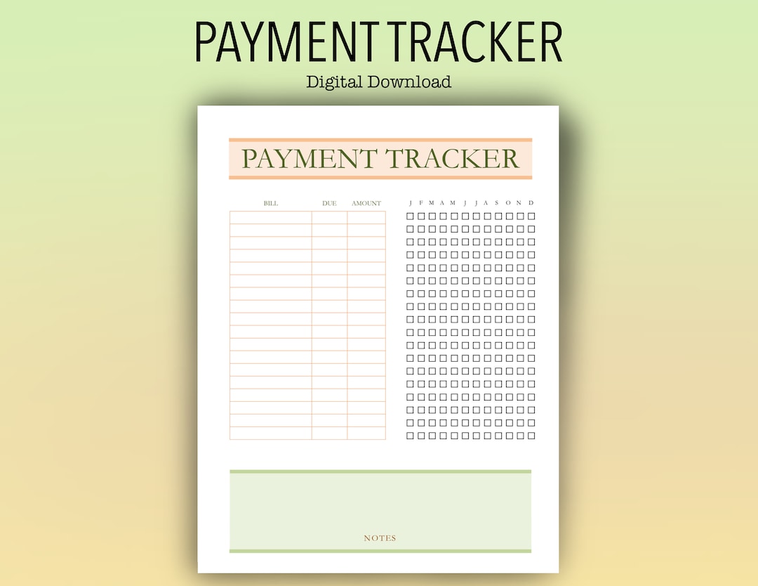 Printable Payment Tracker / Bill Tracker / Monthly Bills / Year - Etsy