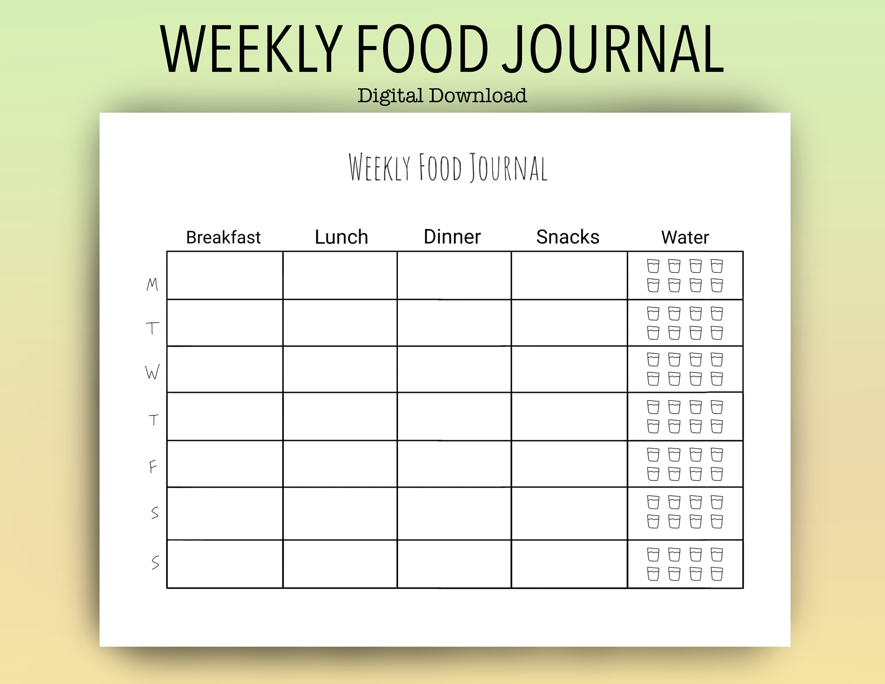 Weekly Food Log Template