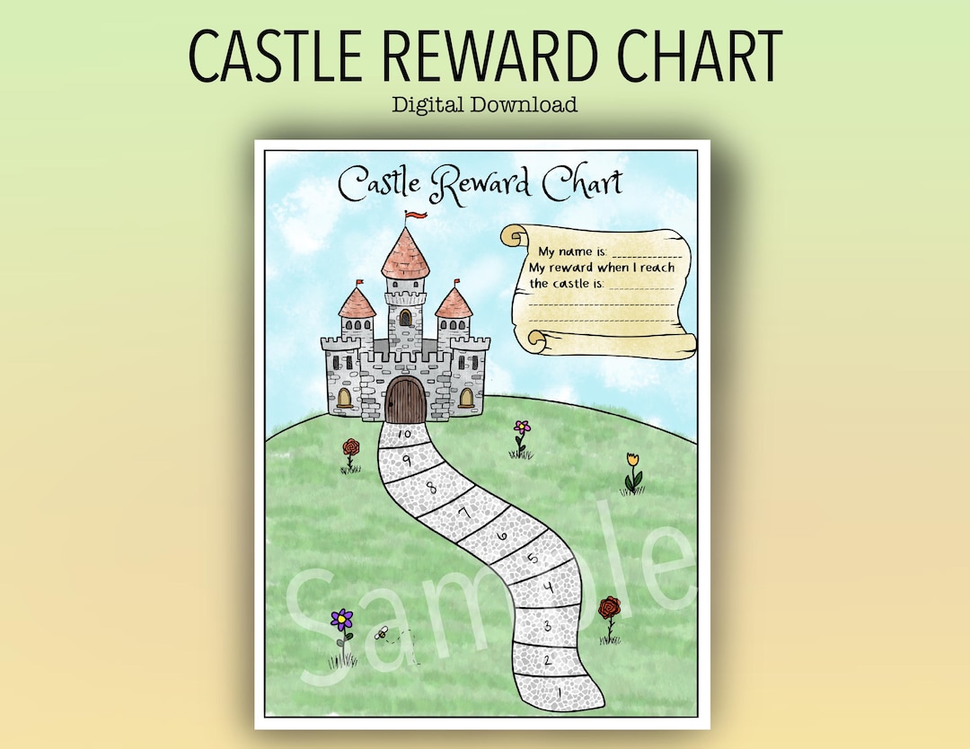 Kids Printable Castle Reward Chart / Full Color / Sticker Prize Chart ...