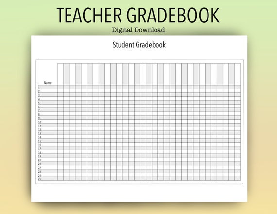 Printable Teachers Gradebook / Student Grade Tracker / - Etsy