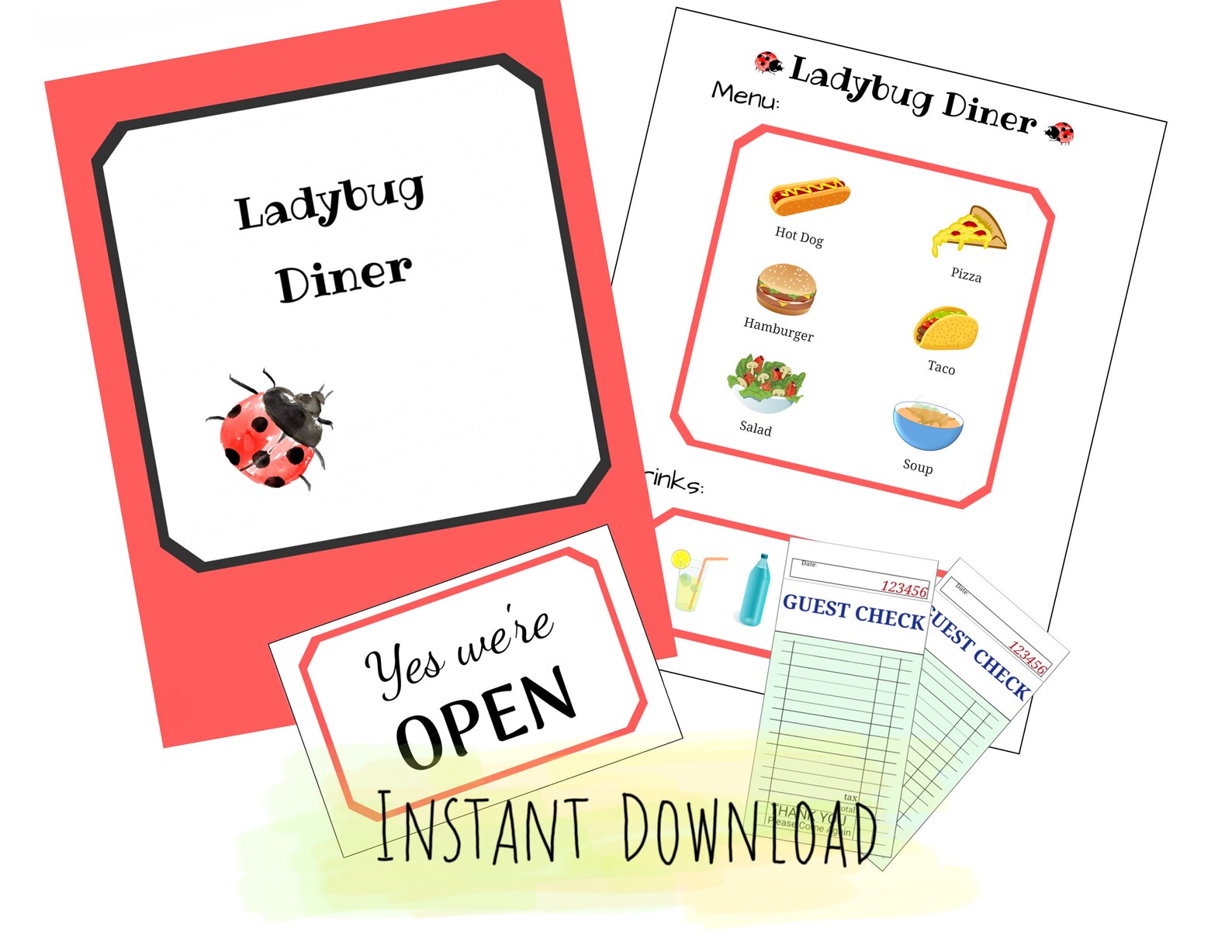 Kids Printable Restaurant Menu/ Preschool Diner / Pretend Play - Etsy
