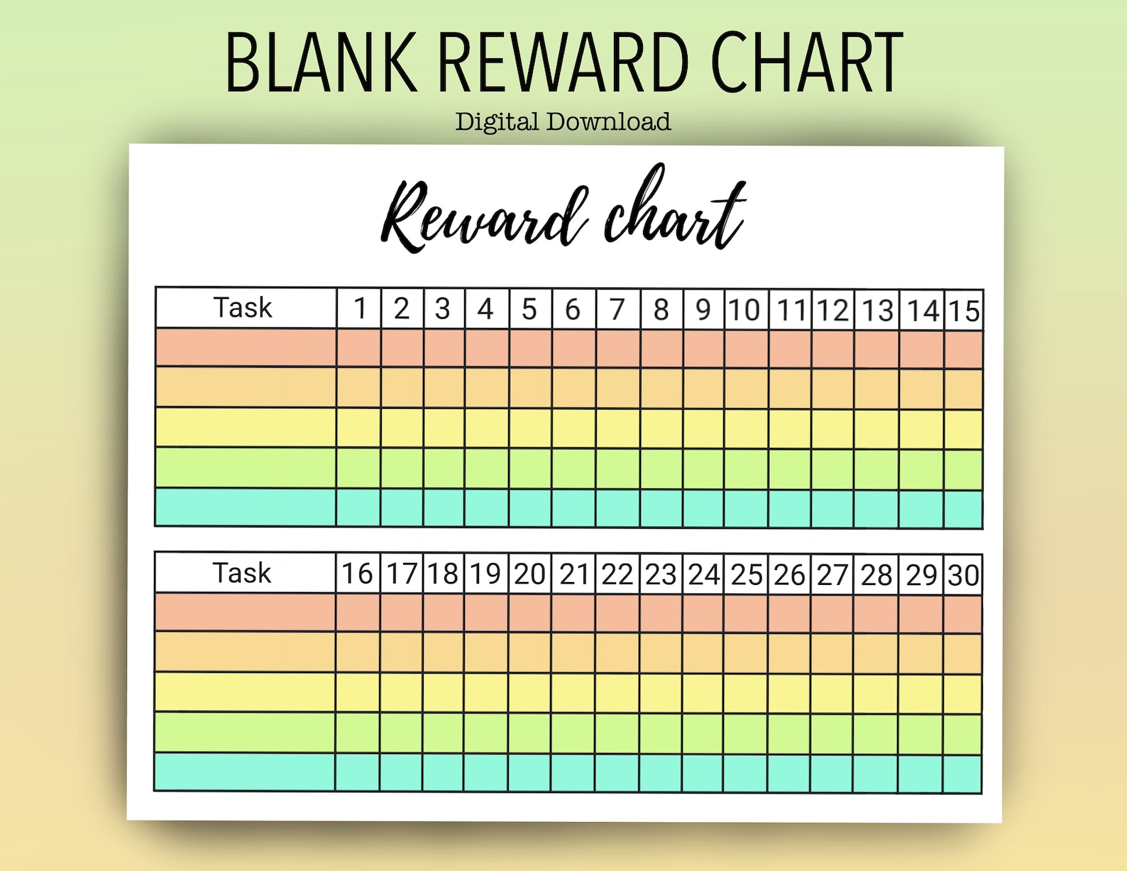 Kids Printable Blank Reward Chart / Monthly / Sticker Prize Chart - Etsy