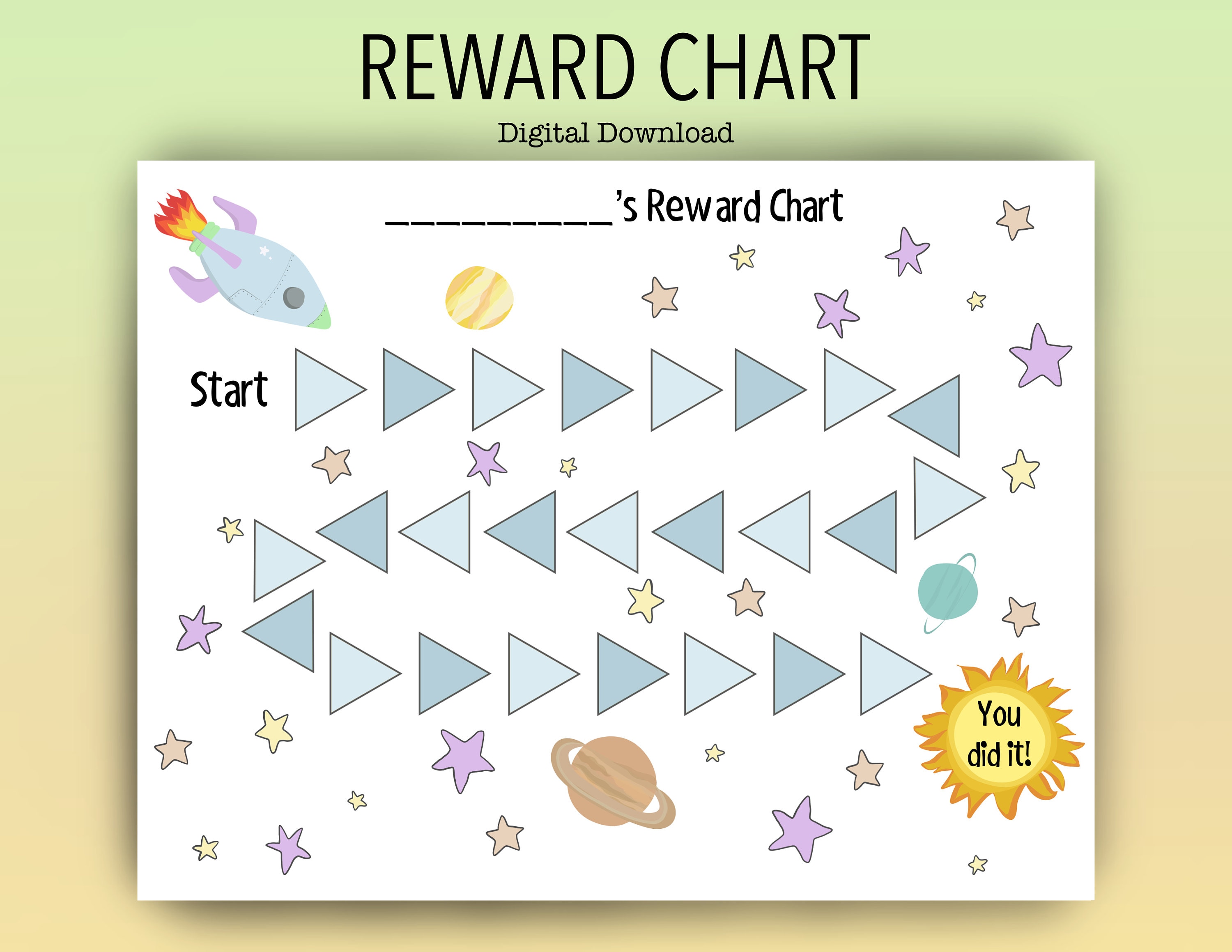 Kids Printable Blank Reward Chart / Outer Space / Sticker Prize Chart ...