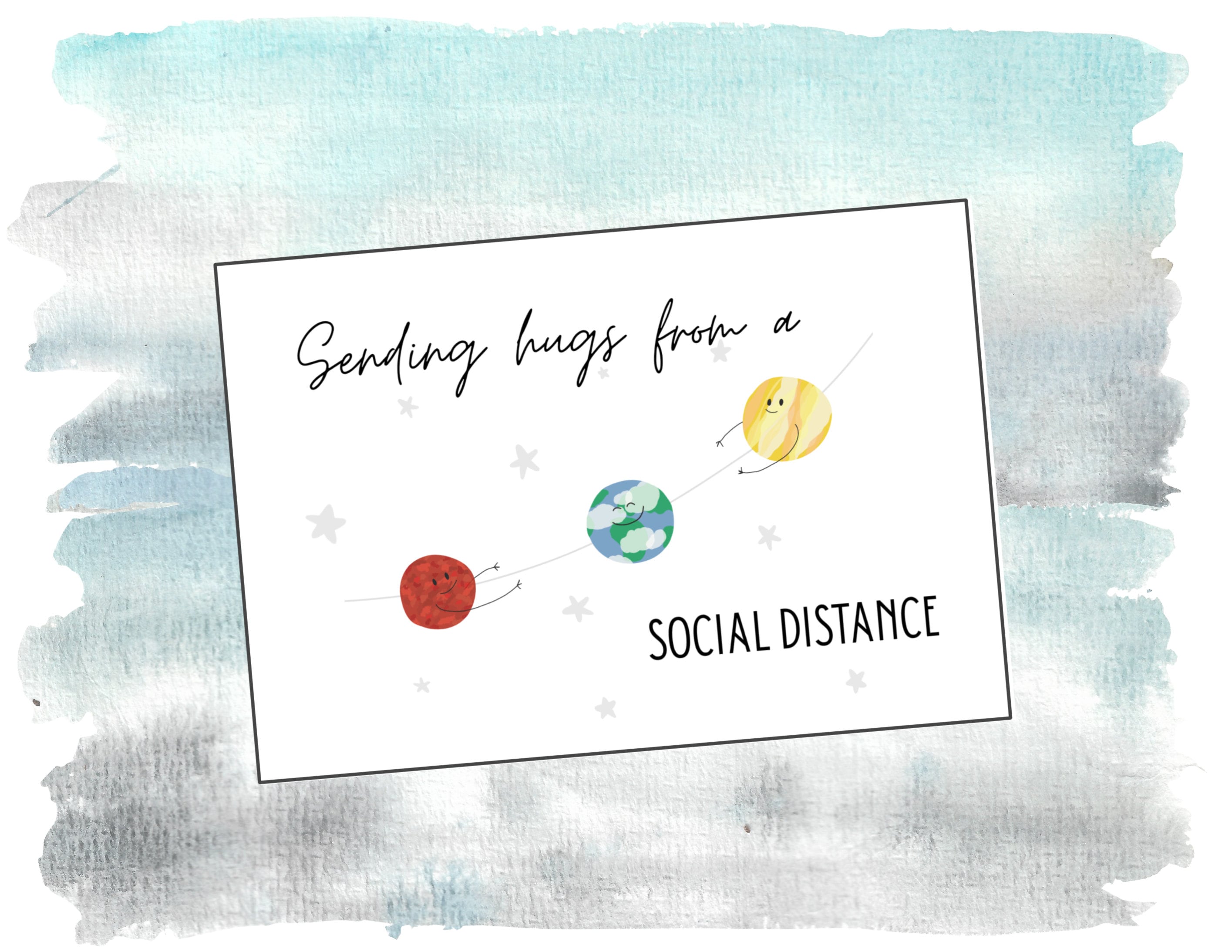 Printable Social Distancing Card / Sending Hugs / Space / Instant ...