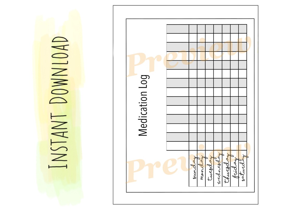 Printable Medication Log / Medicine Tracker / Digital Download - Etsy