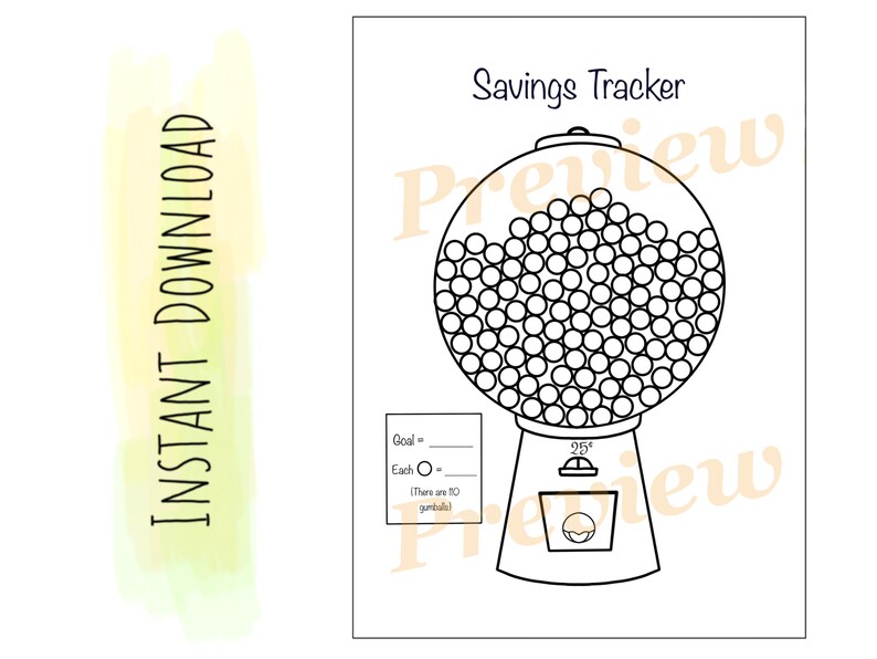 Printable Savings Tracker / Gumball Machine / Budget / Instant - Etsy