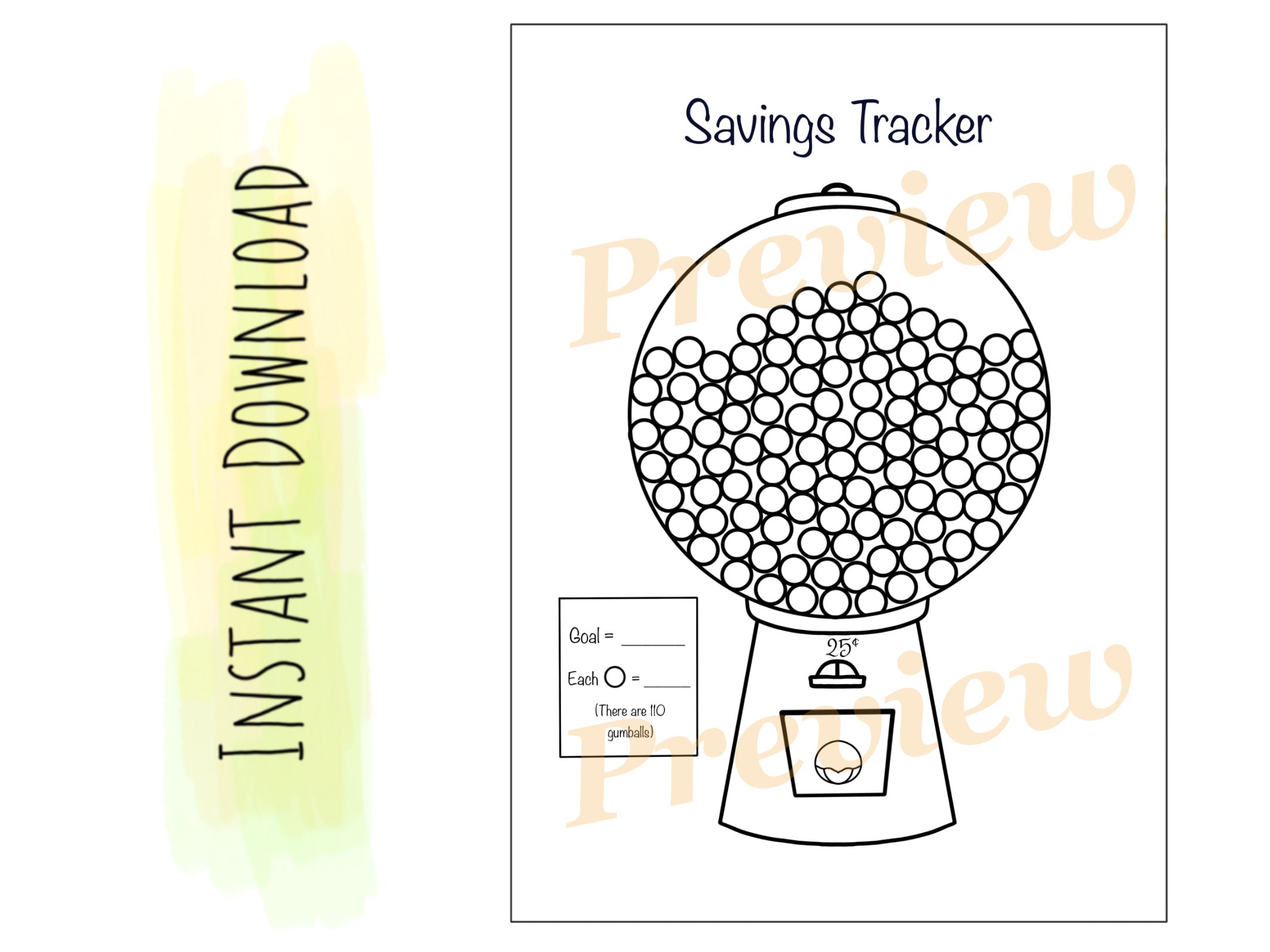 Printable Savings Tracker / Gumball Machine / Budget / Instant - Etsy