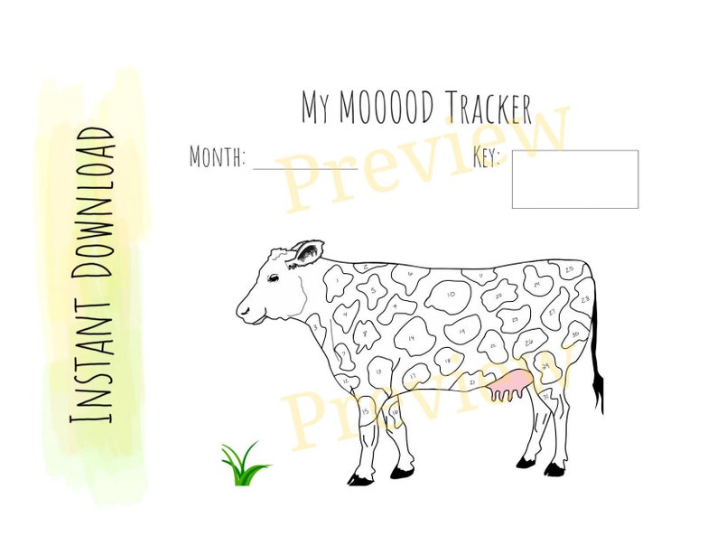 Printable Cow Mood Tracker / Moooed Tracker / Progress Tracker / Bullet ...